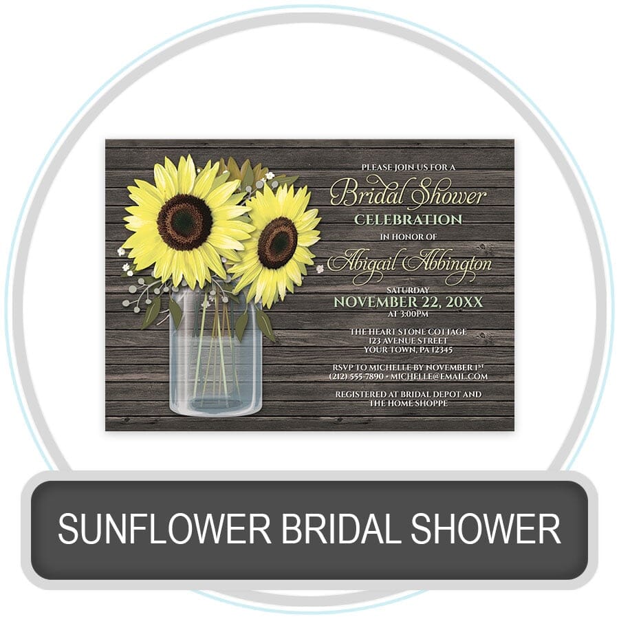 Sunflower Bridal Shower Invitations | Rustic for Spring, Summer, Fall ...