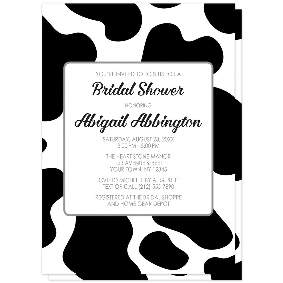 Cow Print Bridal Shower Invitation for Rustic Farm-Themed Showers ...