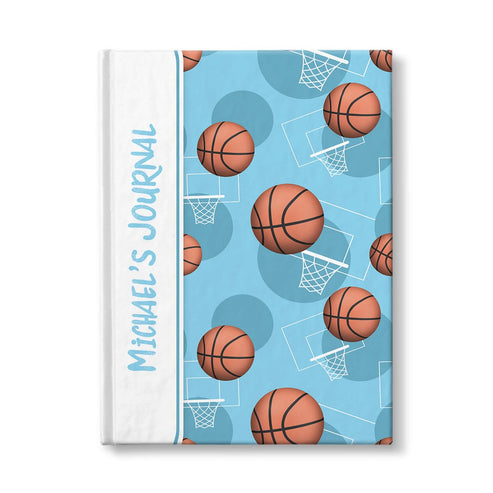 Personalized Light Blue Basketball Journal | Custom Hardcover Notebook ...