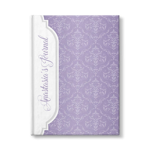 Personalized Purple Damask Journal | Custom Hardcover Notebook ...
