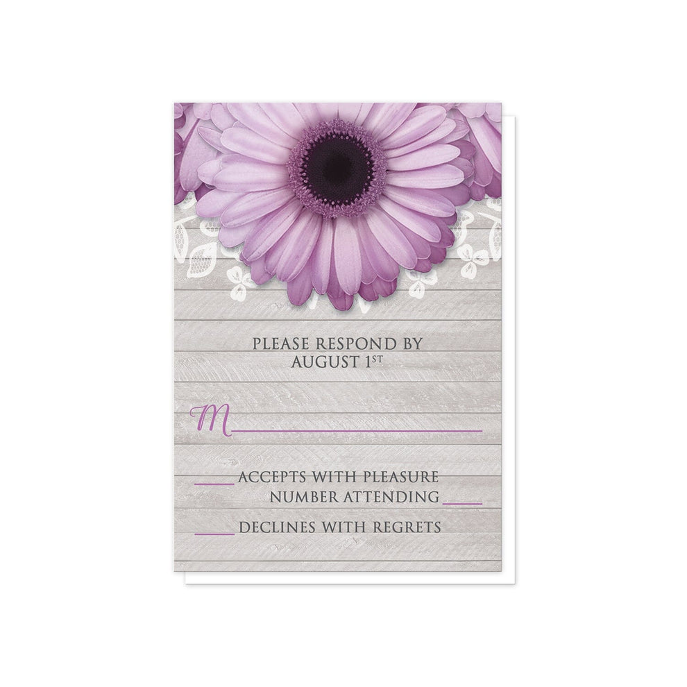 Rustic Purple Daisy Gray Wood Reception Only Invitation – Artistically ...