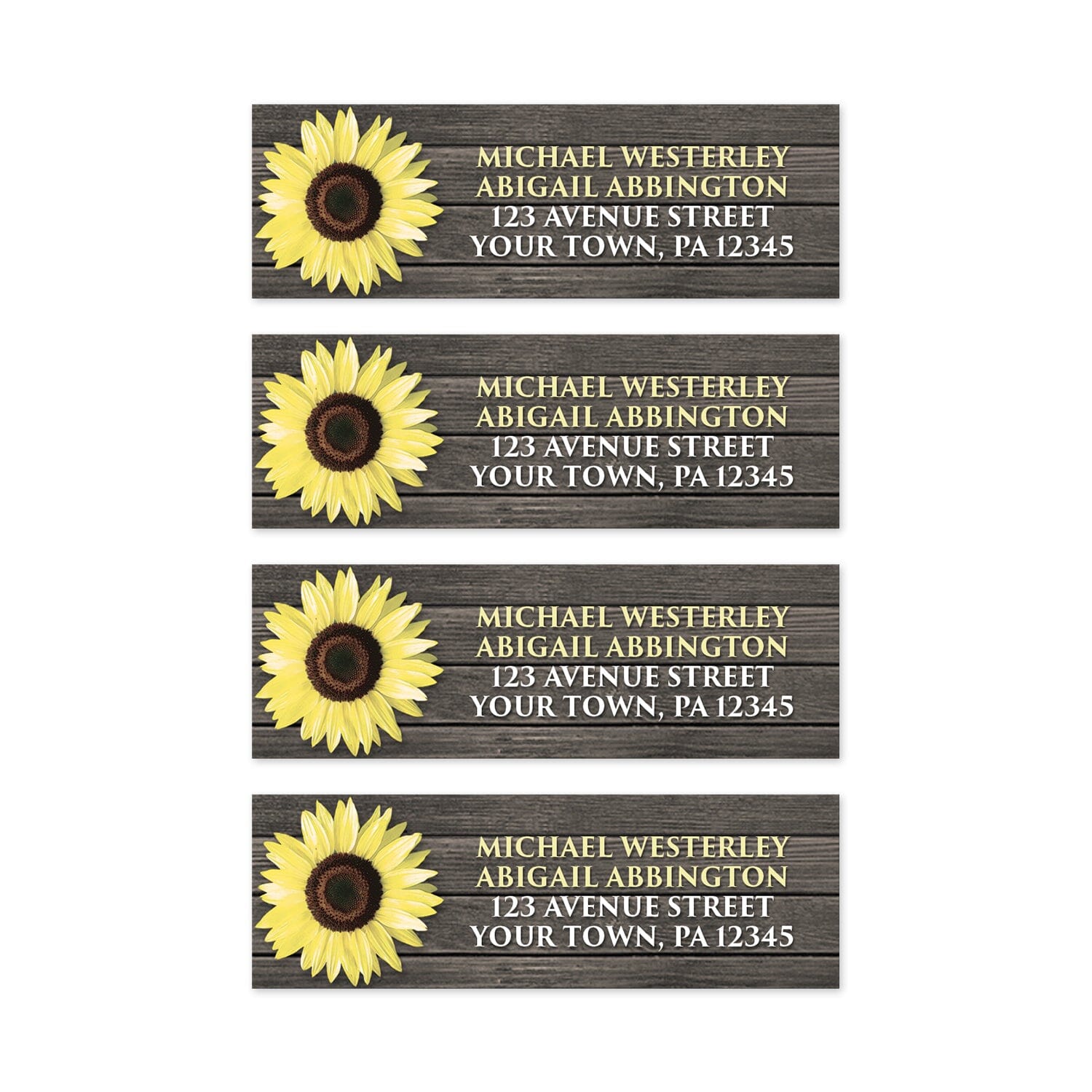 Rustic Sunflower on Wood Address Labels – Artistically Invited