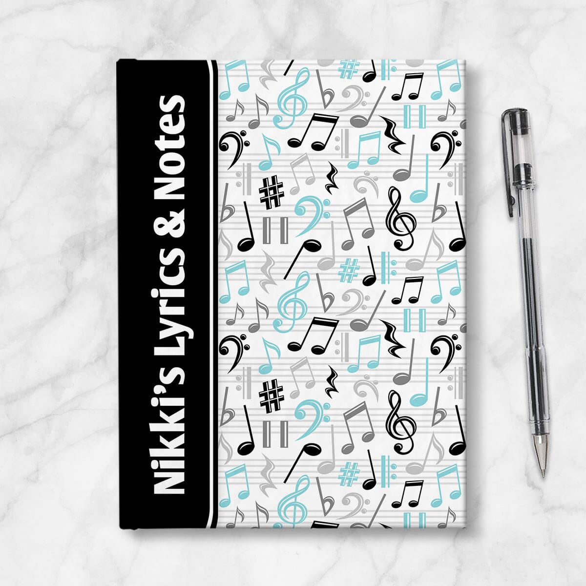 Personalized Turquoise Music Notes Journal for Songwriting & Musicians ...