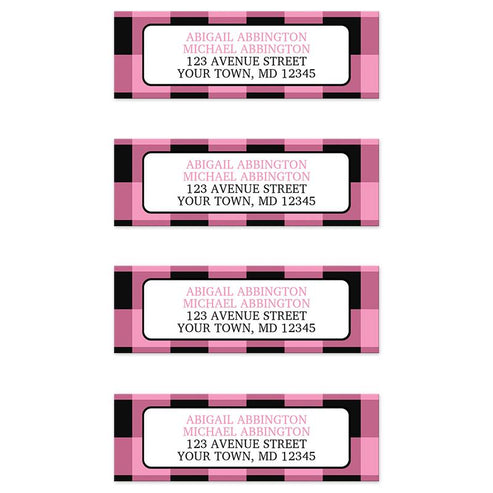 Personalized Light Pink & Black Buffalo Plaid Address Labels ...
