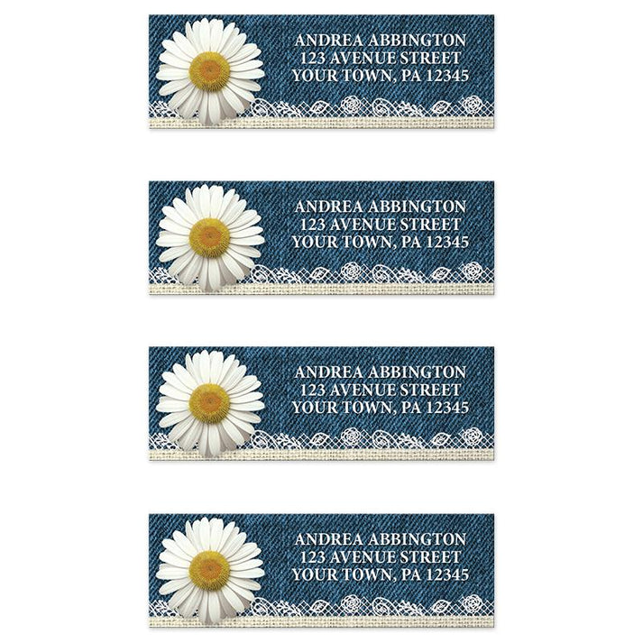 Custom Daisy Burlap and Lace Denim Address Labels for Everyday Mail ...
