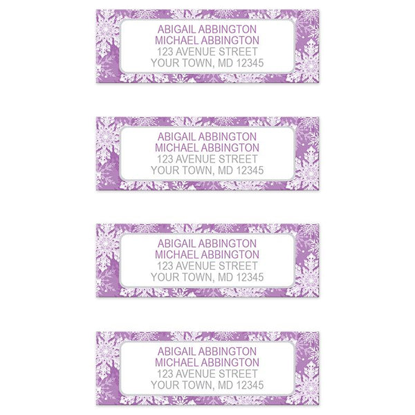 Personalized Purple Snowflake Holiday Return Address Labels ...