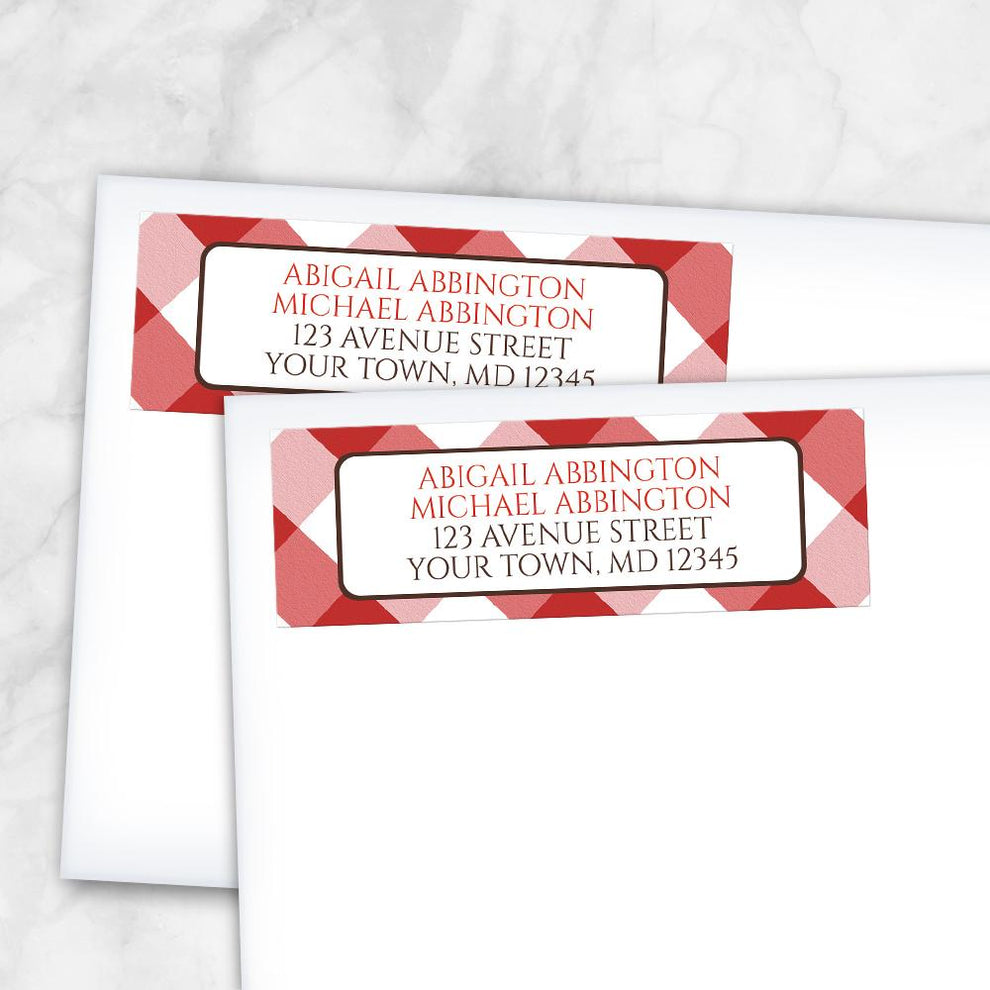 Personalized Red Gingham Return Address Labels | Rustic Custom Labels ...
