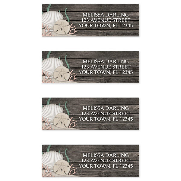 Personalized Rustic Beach Address Labels with Seashell and Wood Design ...