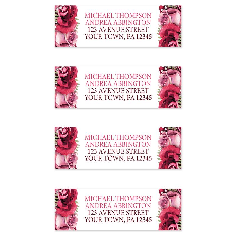 Rose Floral Personalized Address Labels for Weddings & Showers ...