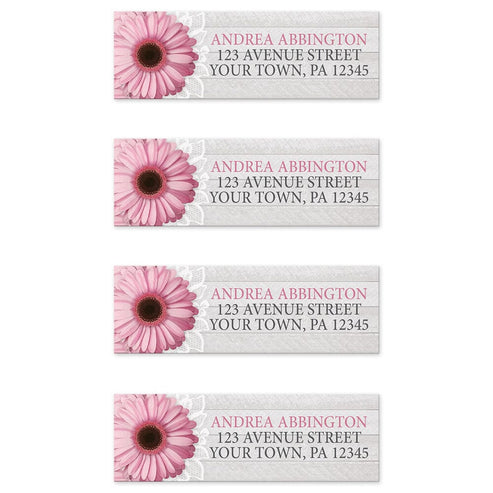 Personalized Rustic Pink Daisy Gray Wood Return Address Labels ...