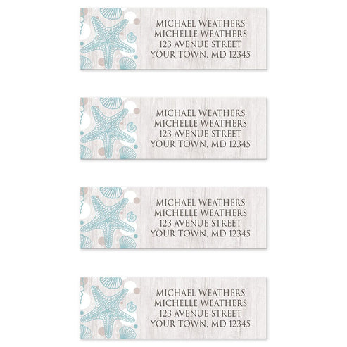 Personalized Beach Address Labels with Seashell Design | Peel & Stick ...