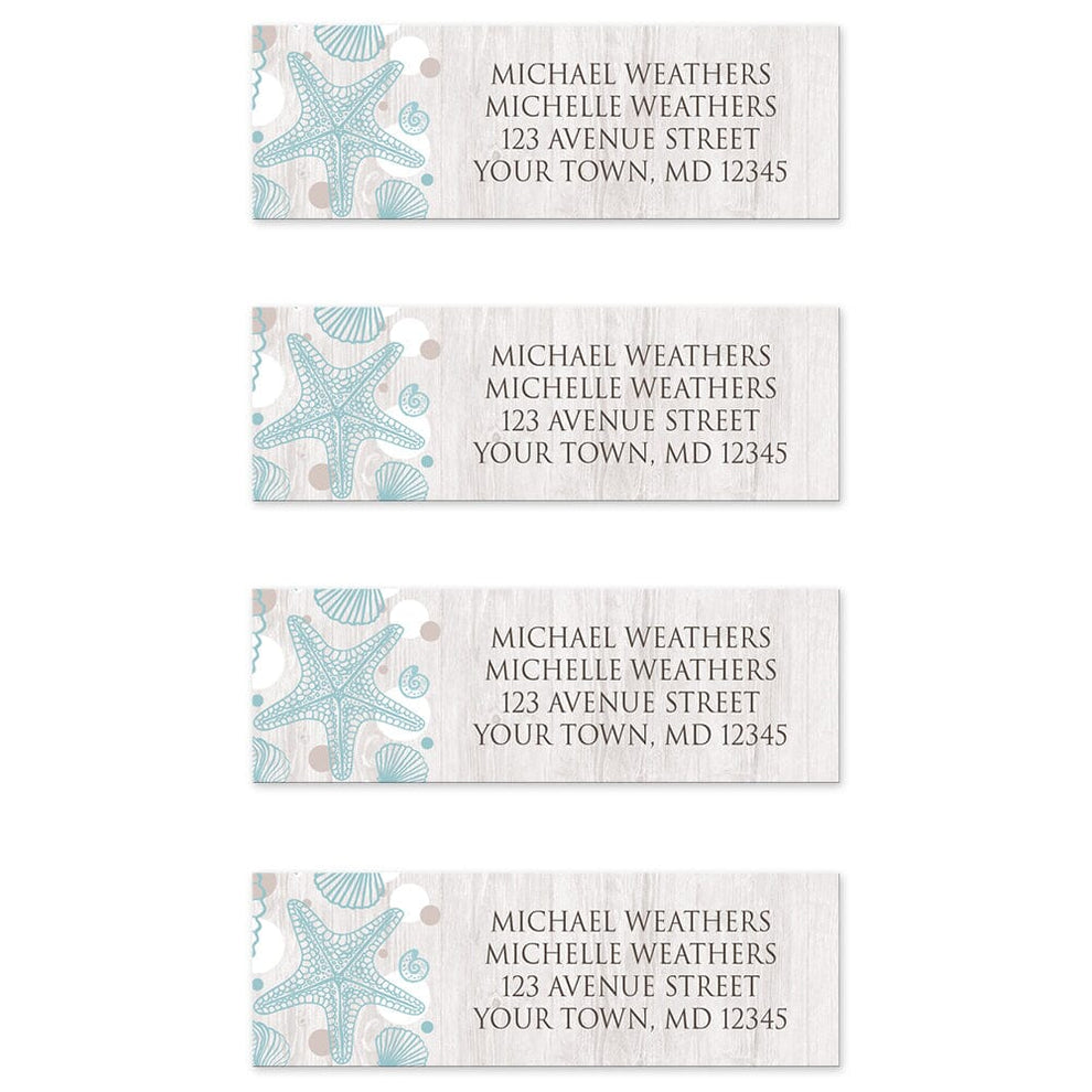 Personalized Beach Address Labels with Seashell Design | Peel & Stick ...