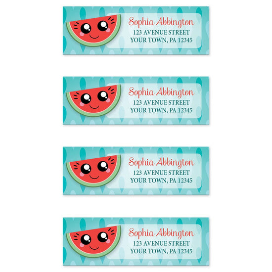 Smiling Watermelon Slice Custom Address Labels | Cute & Playful Design ...