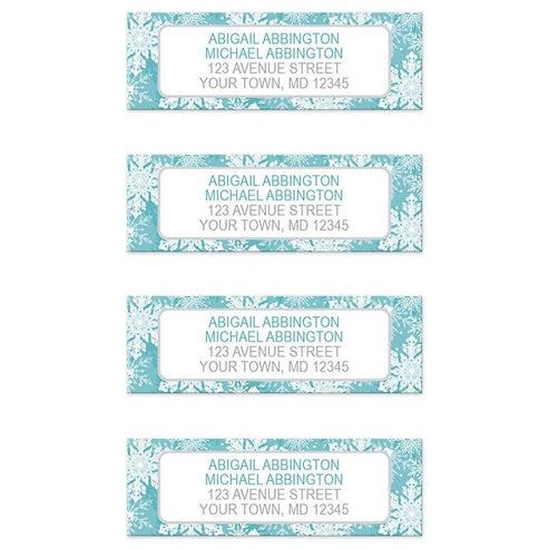 Personalized Teal Snowflake Return Address Labels | Winter Stickers ...